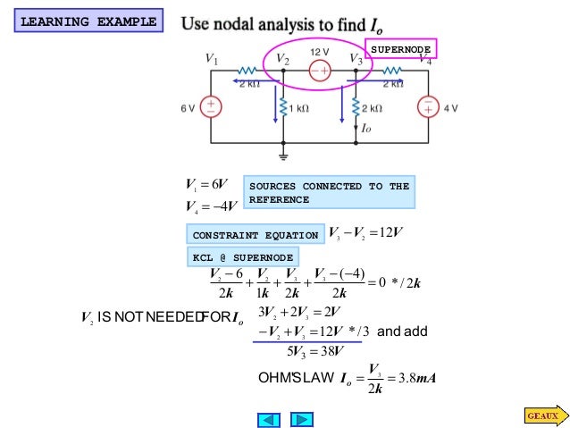 Nodal analysis for KCL and KVL