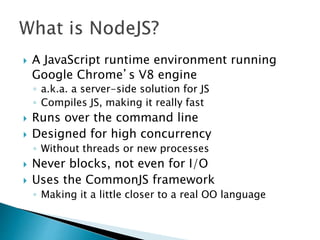 NodeJS introduction and examples of event loops | PPT