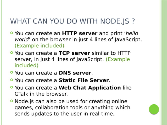 Nodejs presentation | PDF | Web Development | Internet