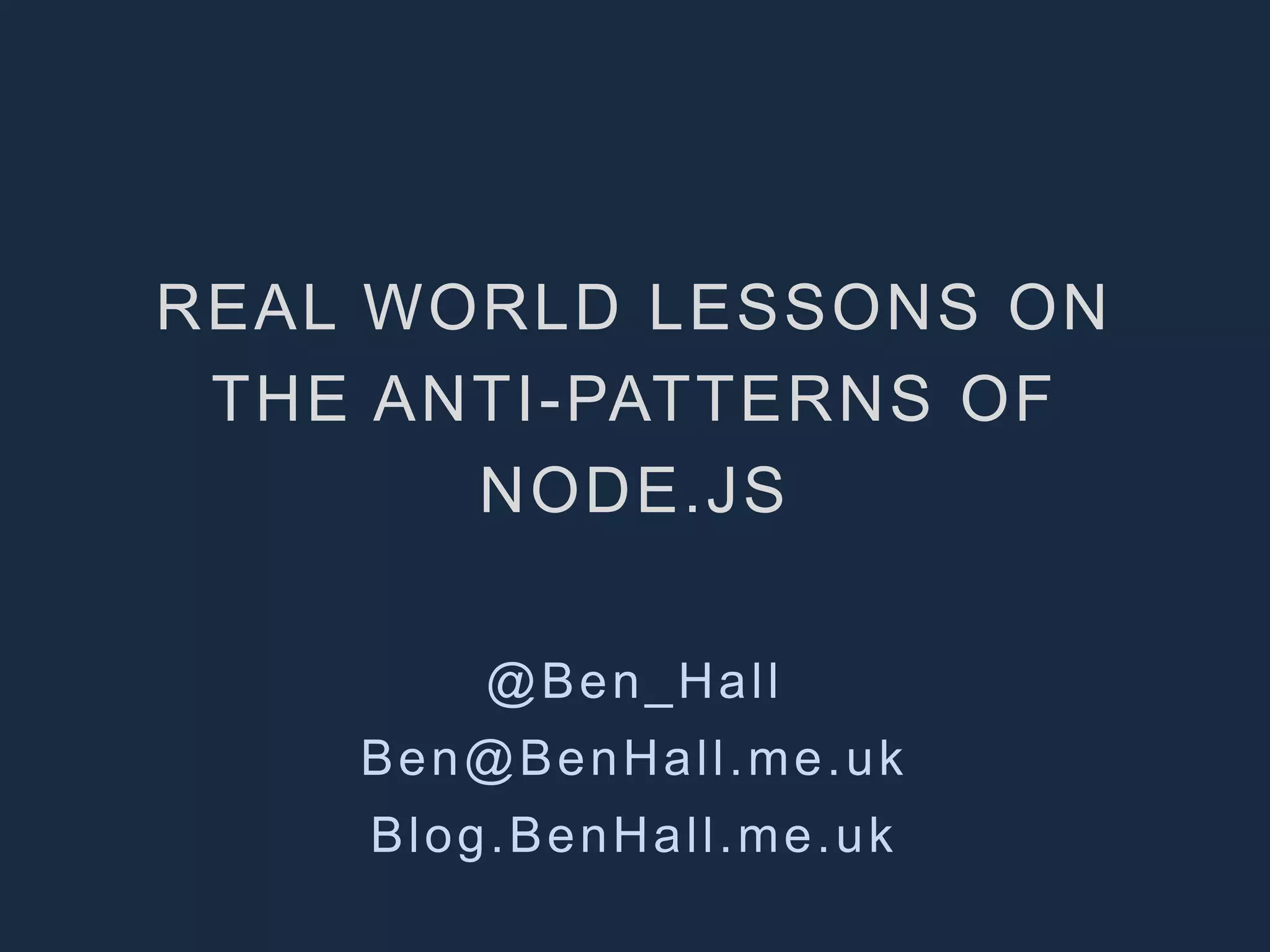 Node.js Anti Patterns | PPT