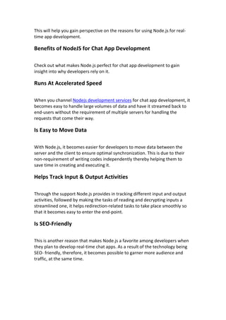 Benefits of Using NodeJS for Real-Time Chat App Development | PDF