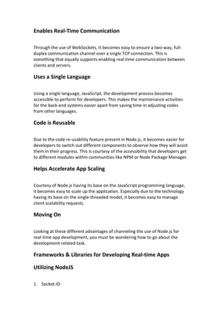 Benefits of Using NodeJS for Real-Time Chat App Development | PDF