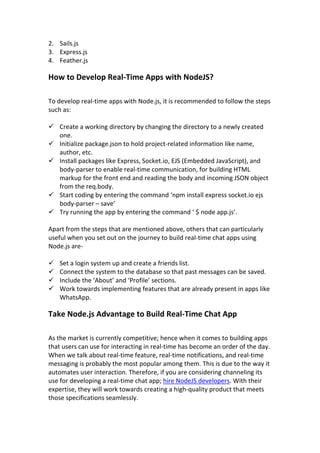 Benefits of Using NodeJS for Real-Time Chat App Development | PDF