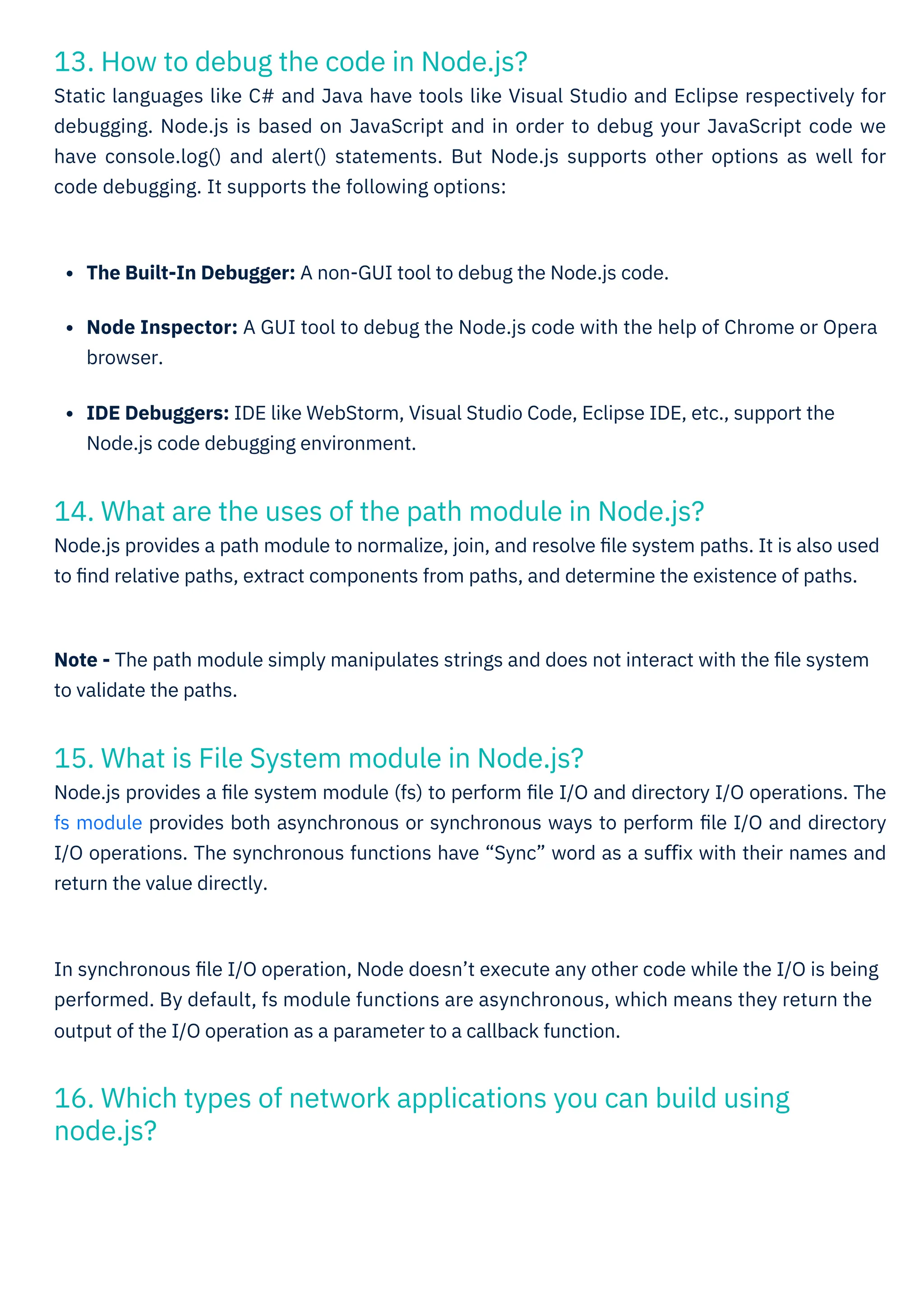 Node JS Interview Question PDF By ScholarHat | PDF