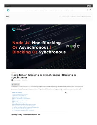 Node Js Non-blocking or asynchronous Blocking or synchronous.pdf | Web Development | Internet