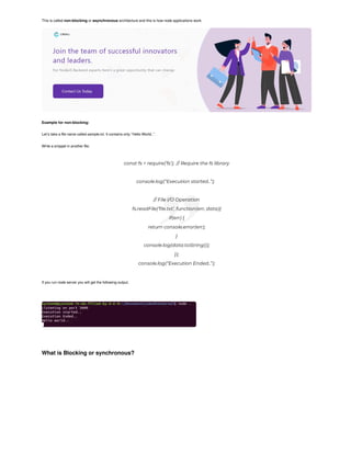 Node Js Non-blocking or asynchronous Blocking or synchronous.pdf | Web Development | Internet