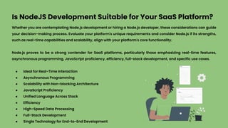 Reasons Why Node.js is Powering Up SaaS Development | PPT