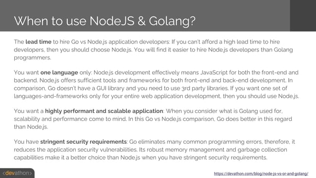NodeJS vs Golang - A detailed comparison | PPT NodeJS vs Golang - A detailed comparison | PPT