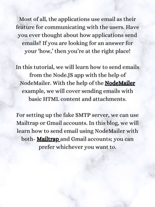 Node mailer example how to send email using nodemailer with gmail & mailtrap | PDF