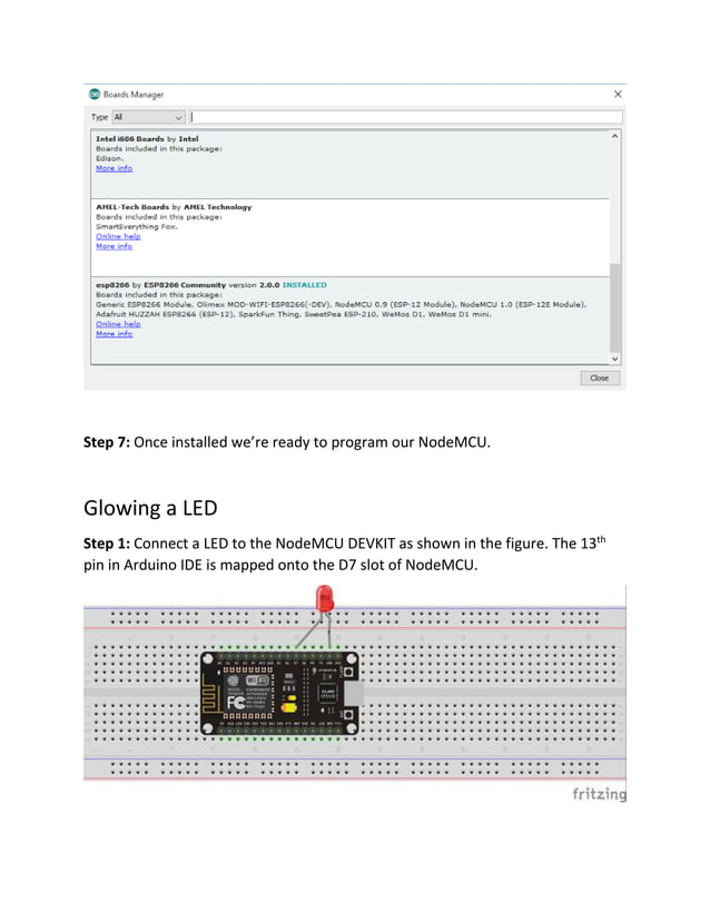 NodeMCU 0.9 Manual using Arduino IDE | PDF