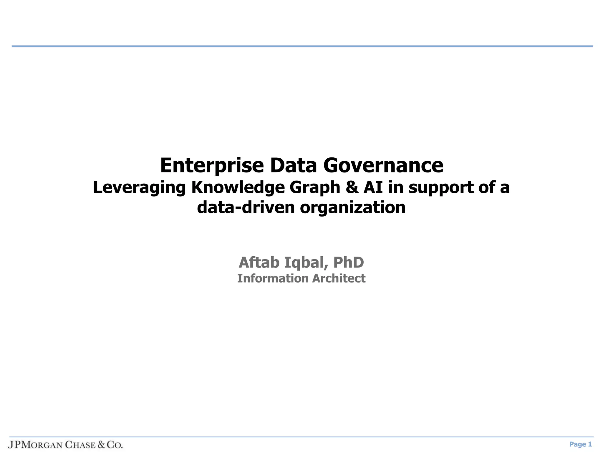 Enterprise Data Governance: Leveraging Knowledge Graph & AI in support ...
