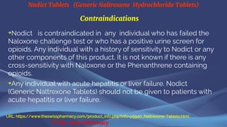 Nodict Tablets (Generic Naltrexone Hydrochloride Tablets) | PDF