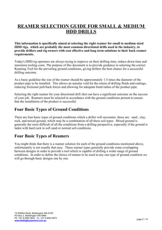 Horizontal Directional Drilling Reamer Selection Guide | PDF