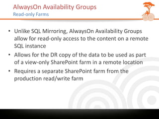 SQL 2012 AlwaysOn Availability Groups for SharePoint 2010 - AUSPC2012 | PPTX | Databases ...