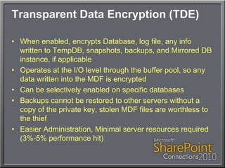 Transparent Data Encryption for SharePoint Content Databases | PPTX