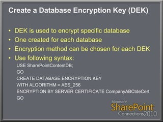 Transparent Data Encryption for SharePoint Content Databases | PPTX