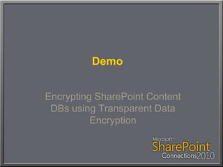 Transparent Data Encryption for SharePoint Content Databases | PPTX