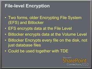 Transparent Data Encryption for SharePoint Content Databases | PPTX