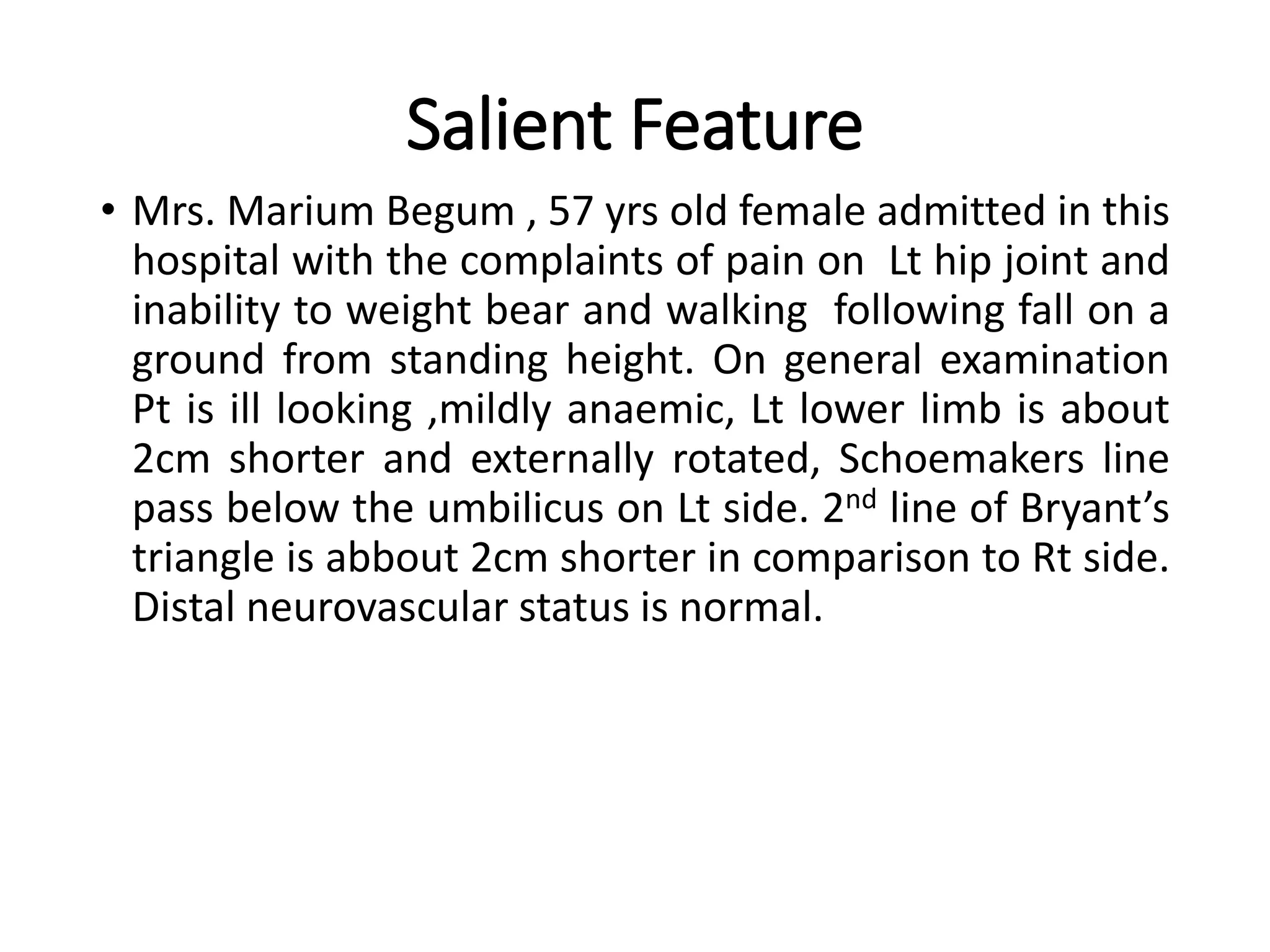 Case presentation on Fracture neck of femur | PPTX