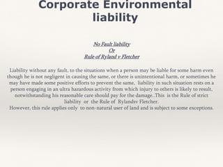 No fault liability , strict liability, absolute liability, oleum gas case, Bhopal gas tragedy | PPTX