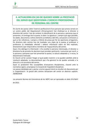 NOFC: Normes de Convivència | PDF