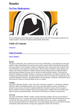 No fear by shakespear hamlet | DOC