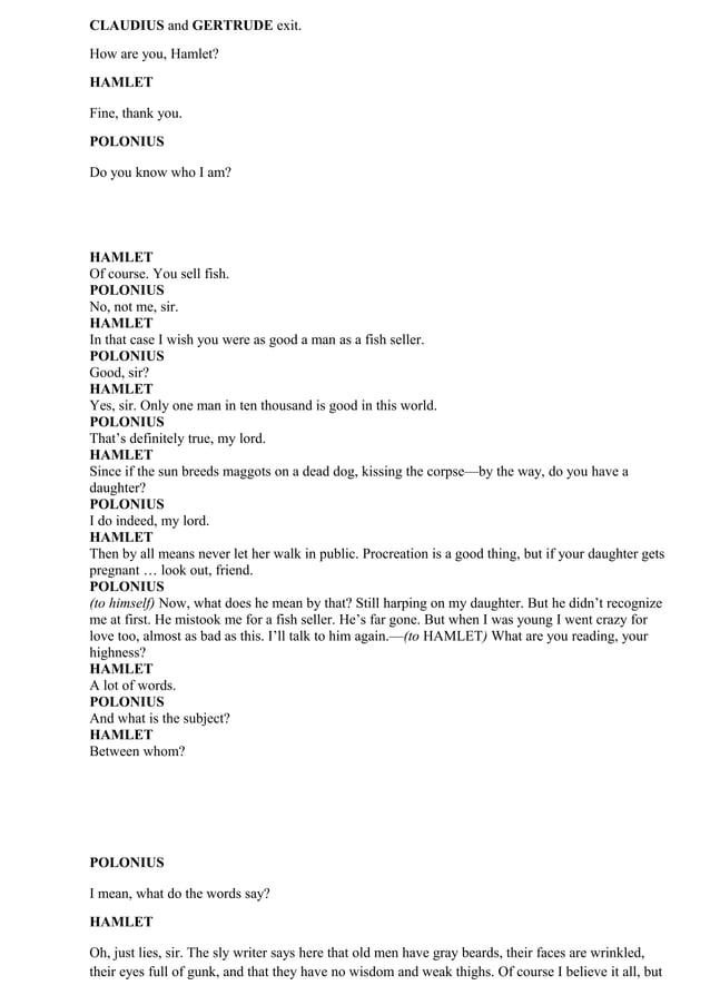 No fear by shakespear hamlet | DOC | Roleplaying Games | Games and Puzzles