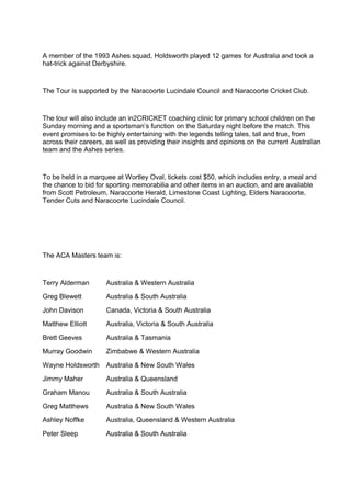 Noffke & Holdsworth added to squad for t20 clash | DOC