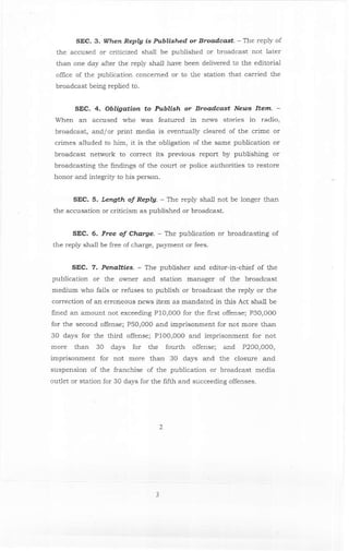 Right of Reply bill of Cong. Karlo Nograles | PDF