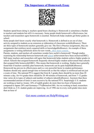 No Homework Essay | PDF