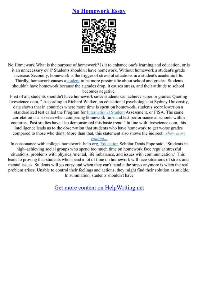 No Homework Essay | PDF