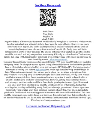 No Homework Essay | PDF