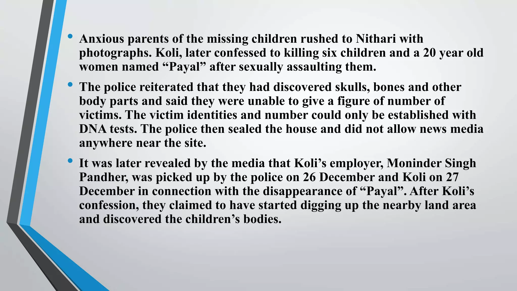 Noida nithari serial murder case study | PPTX