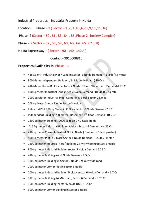 800 Sq Meter Industrial Plot Sector 3 Noida Pdf
