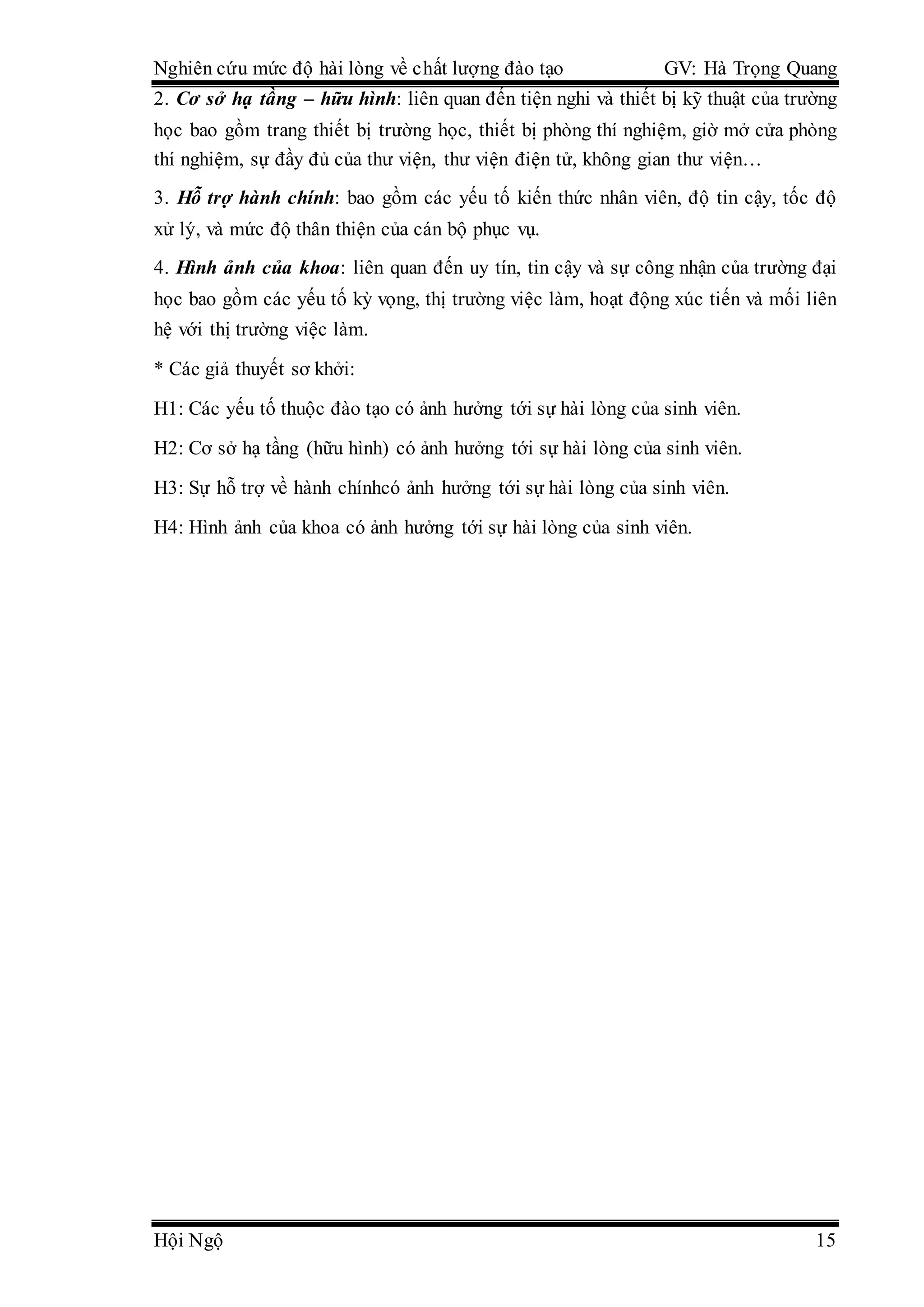 Nghiên cứu mức độ hài lòng của sinh viên về chất lượng đào tạo tại trường đại học Công Nghiệp TP ...