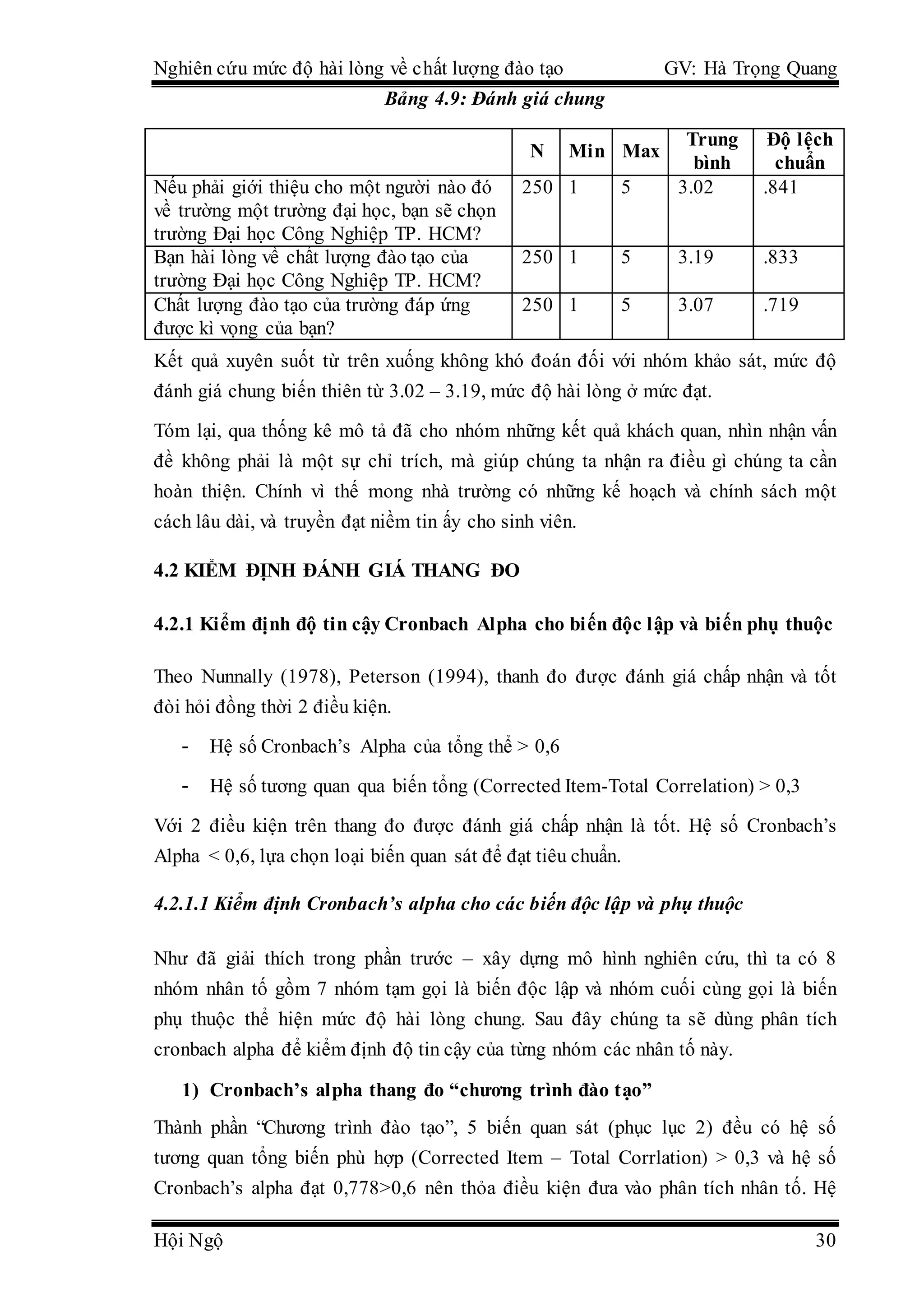 Nghiên cứu mức độ hài lòng của sinh viên về chất lượng đào tạo tại trường đại học Công Nghiệp TP ...