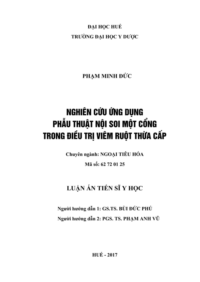 Phẫu thuật nội soi một cổng trong điều trị viêm ruột thừa cấp, HAY | PDF