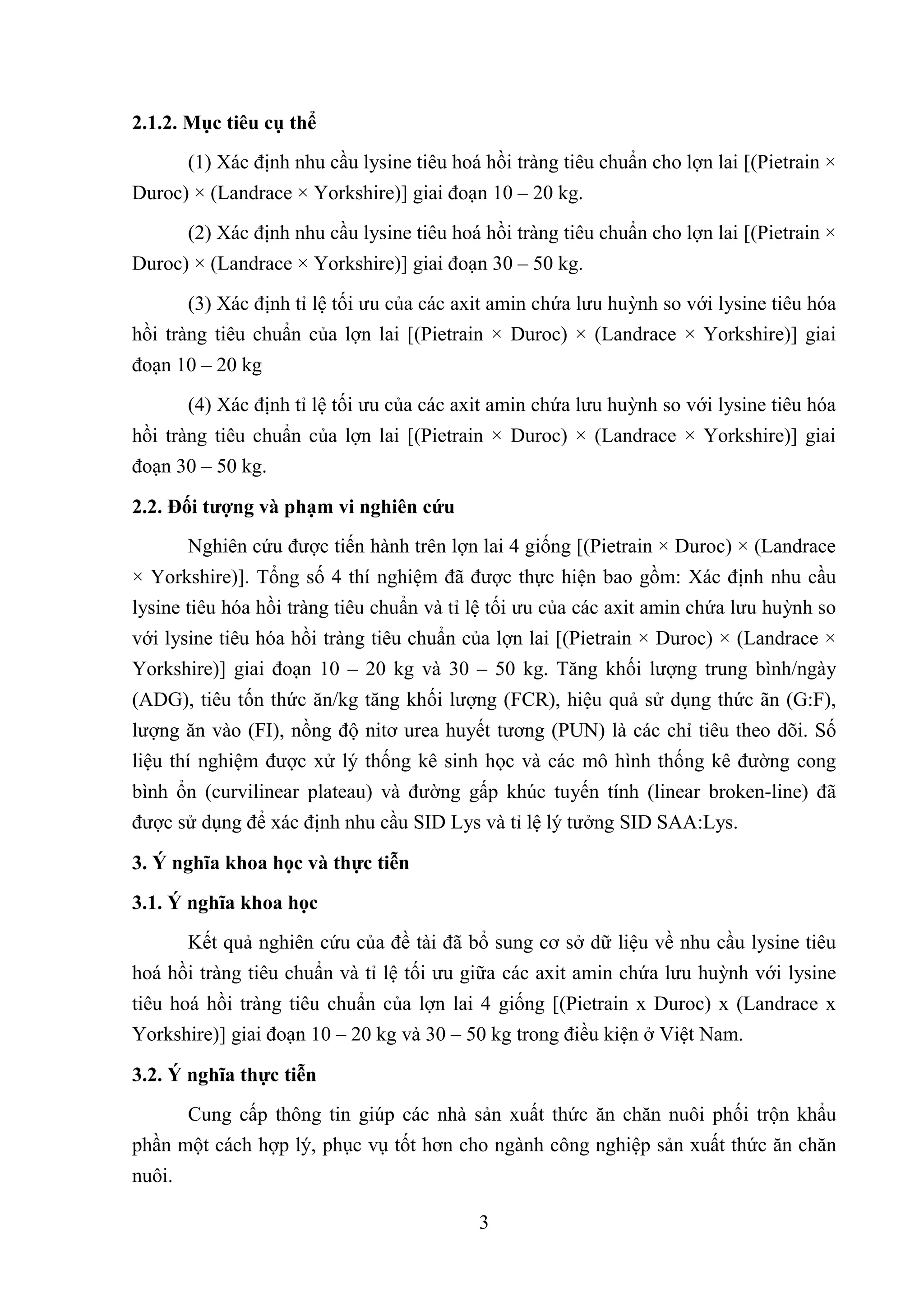Xác định nhu cầu lysine tiêu hóa hồi tràng tiêu chuẩn cho lợn, HAY | PDF