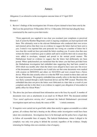 No investigation perverting course of justice | PDF