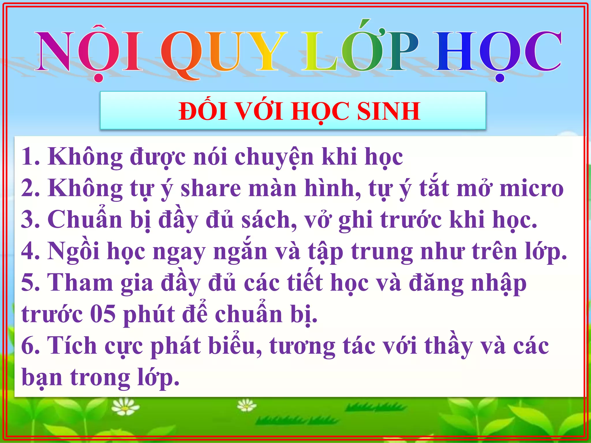 Noi quy hoc truc tuyen buoi dau tien | PPTX