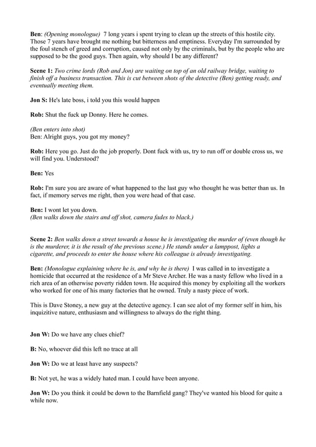 A2 Media Film Script | PDF