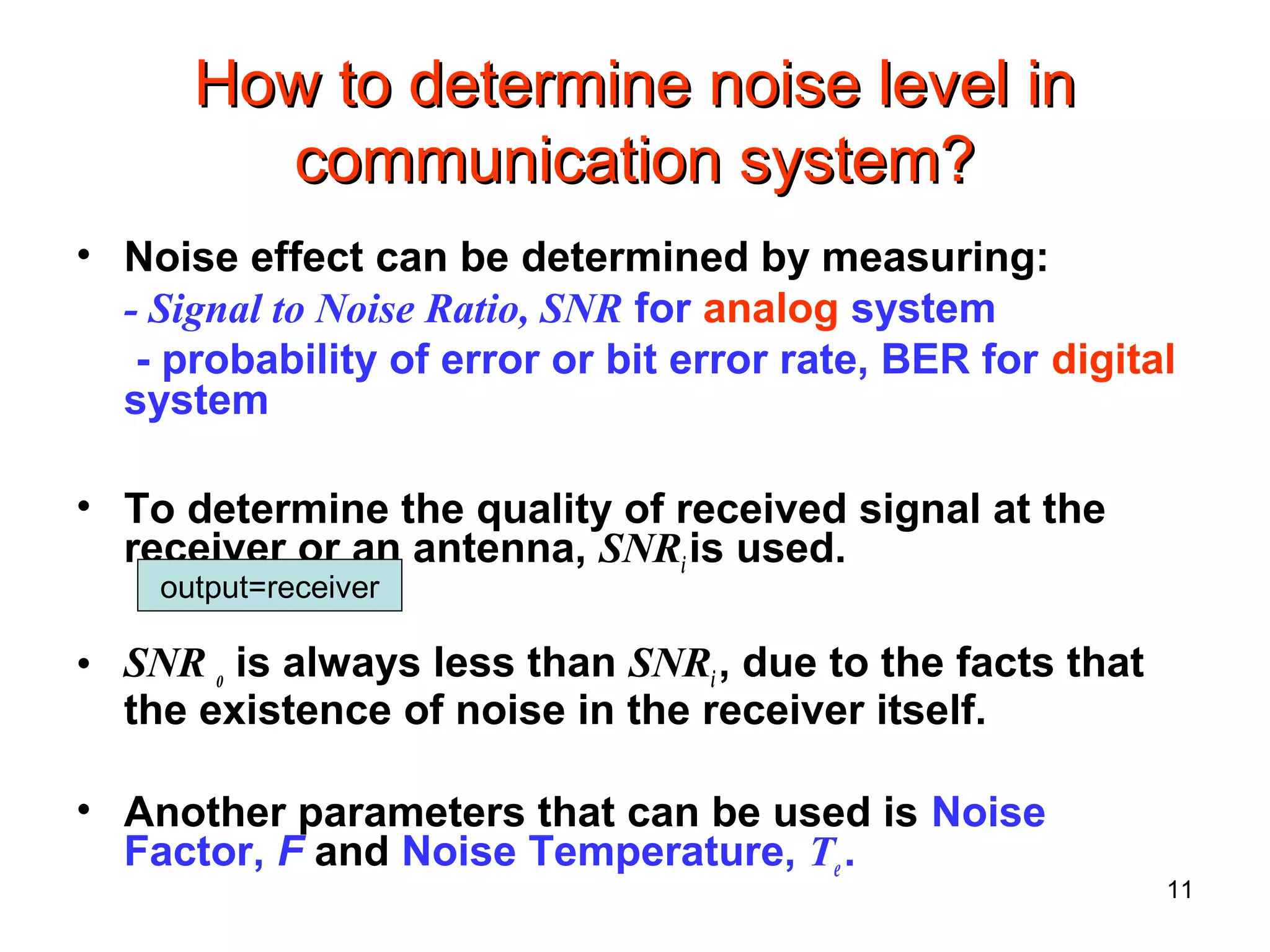 Noise in Communication System | PPT | Digital Audio | Computer Software and Applications