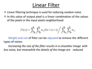 NOISE FILTERS IN IMAGE PROCESSING | PPTX