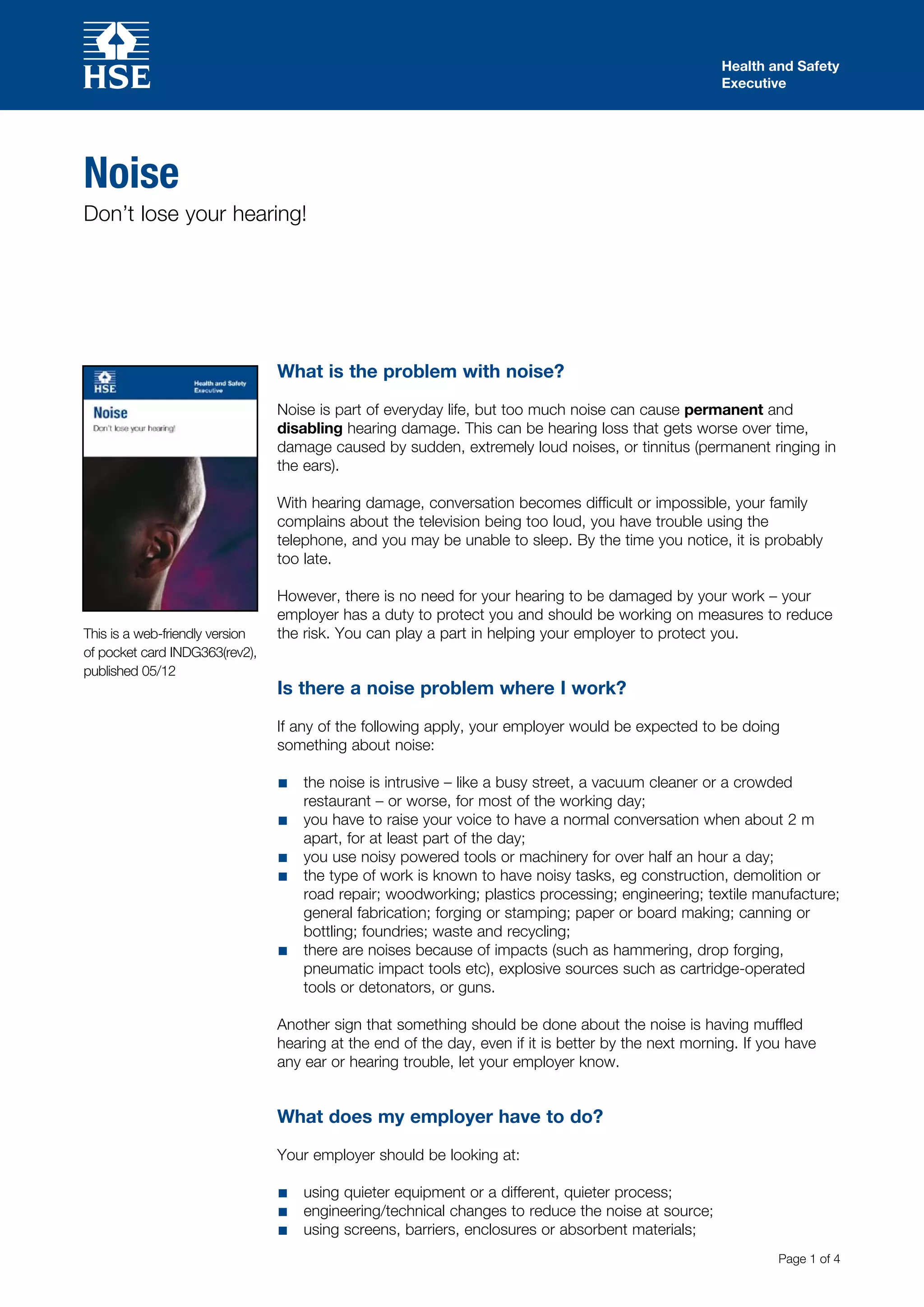 Noise at work regulations from Best4Systems | PDF