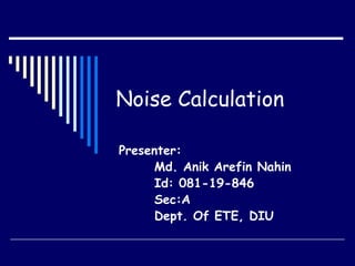 Noise calculation presentation | PPS