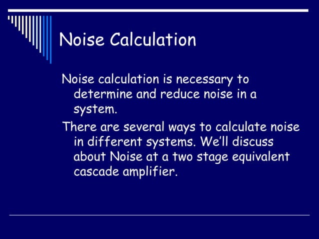 Noise calculation presentation | PPT