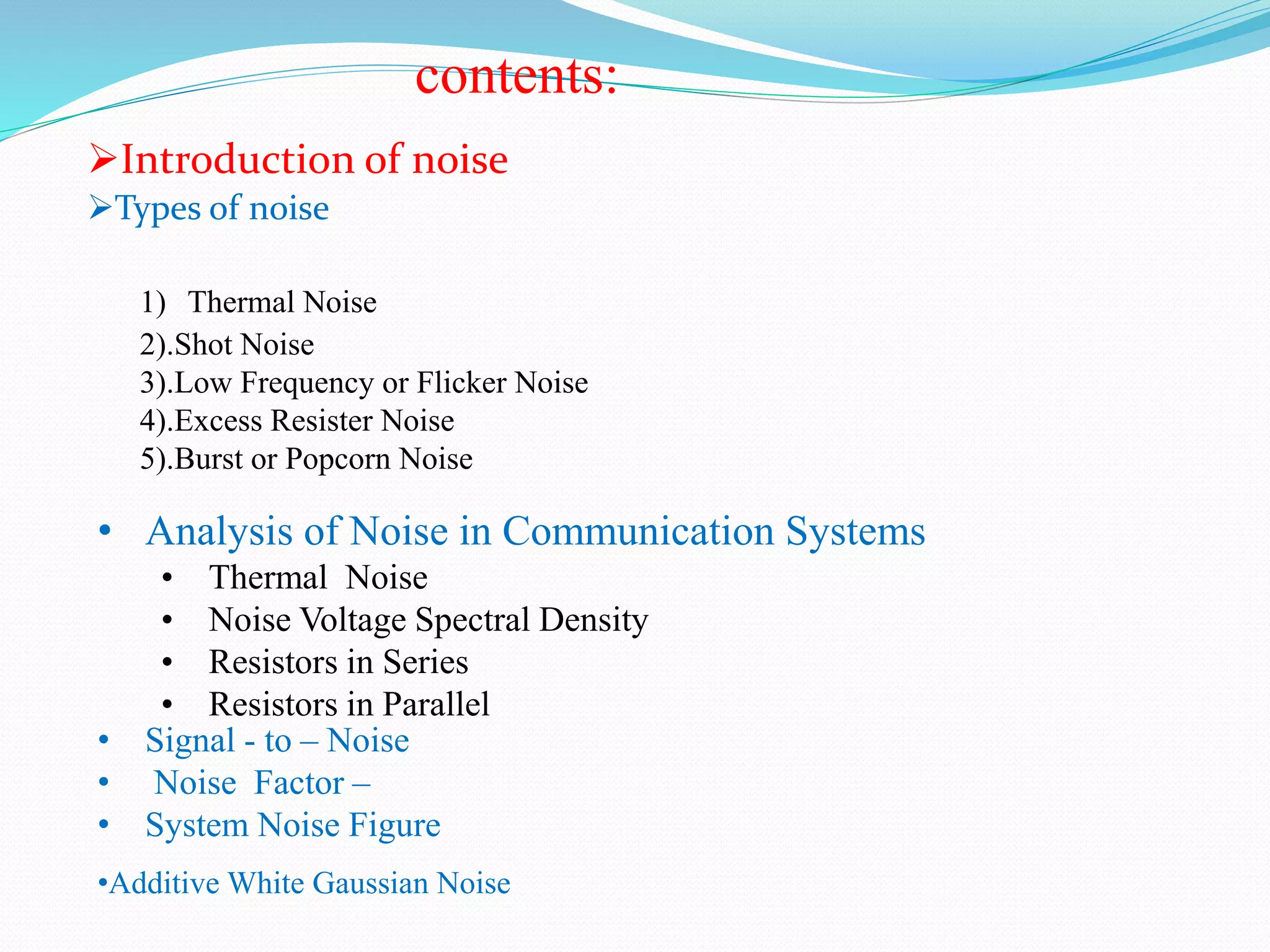 Noise in communication system | PPTX
