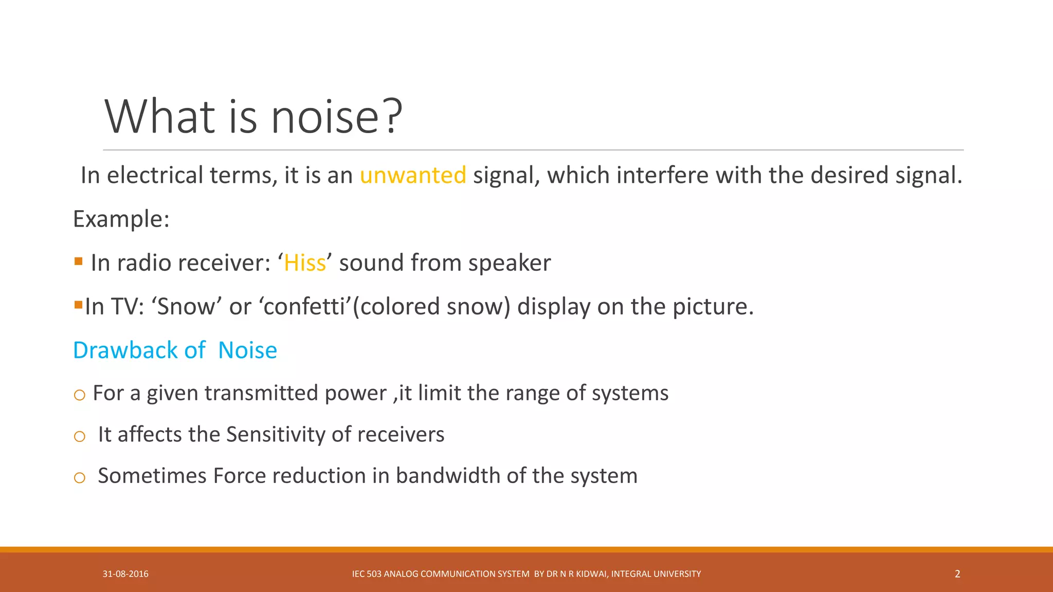 Noise basics and its modelling | PPTX