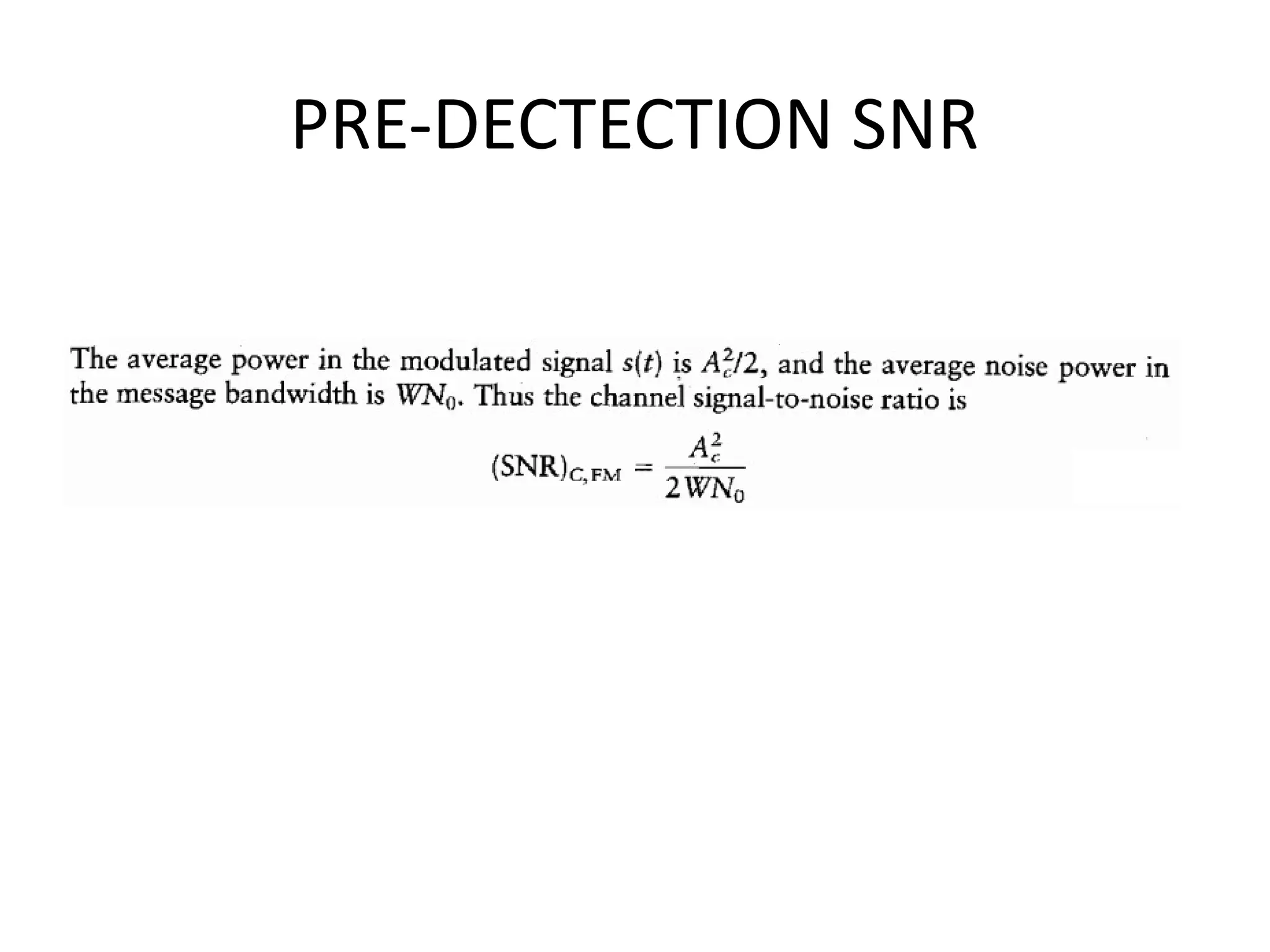 NOISE PERFORMANCE IN FM RECEIVERS - Figure of Merit | PPTX