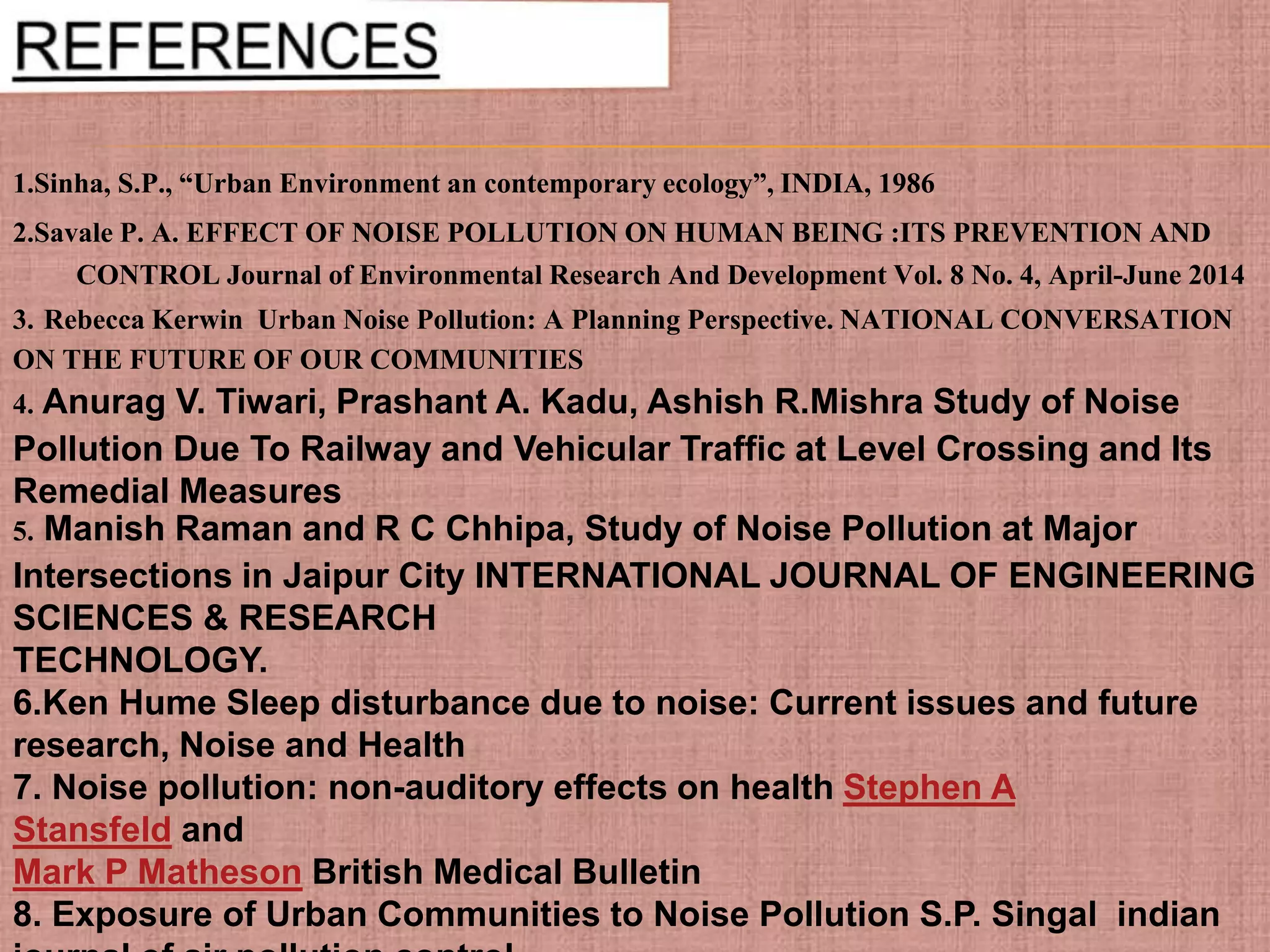 Noise pollution and its Health Effects | PPTX
